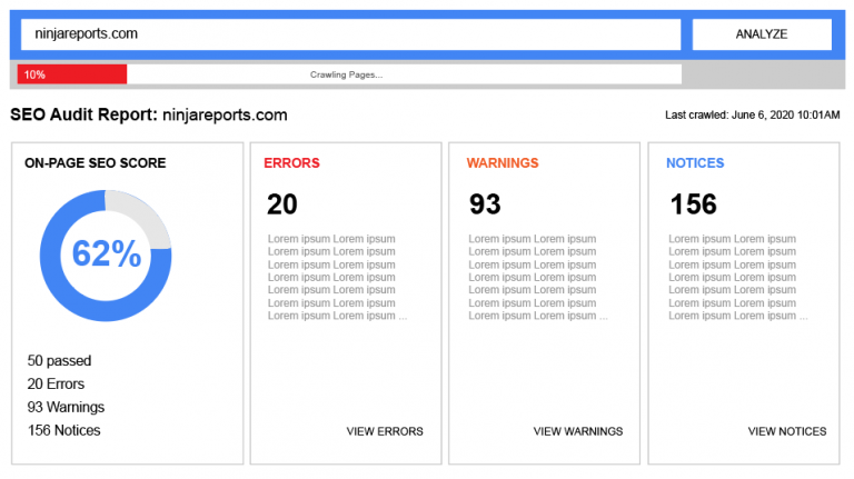 SEO Audit & Analysis Tools for SEOs ᐉ Ninja Reports